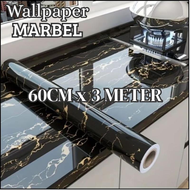 Wallpaper Dinding Stiker Meja Dapur Anti Panas Minyak Marble 60cm x 3m ...