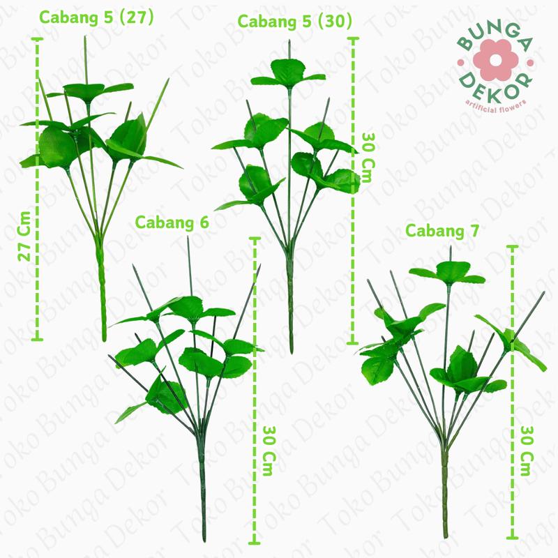 [1 LSN] Tangkai Bunga Daun Cabang 5 Cabang 6 Cabang 7 Daun Dekorasi ...