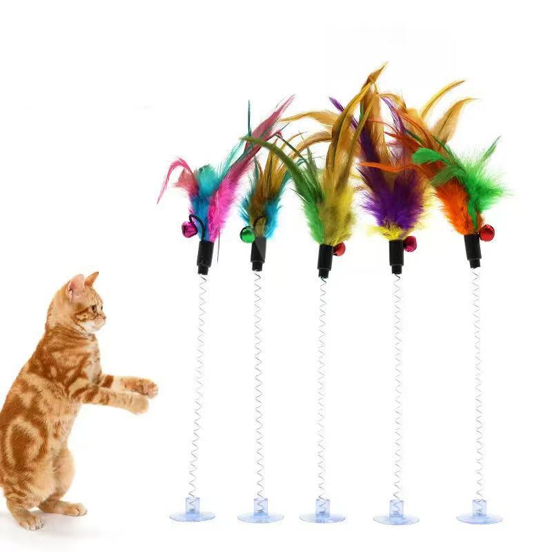 New automatic cat Hi spring feather teasing stick Cat Suctio - TikTok ...