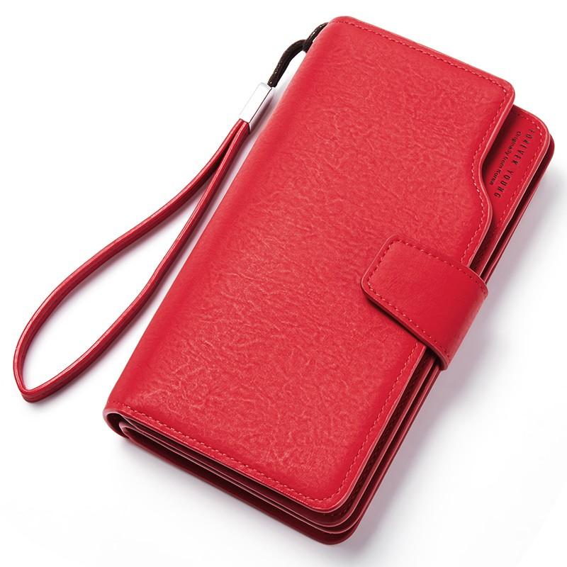 Dompet kulit pu untuk wanita, dompet santai, dompet merah 3 kali ...