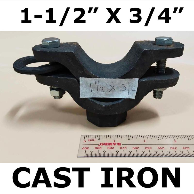 CI SADDLE CLAMP 1-1/2" X 3/4" BLACK FOR WATER DISTRICT CAST IRON ...