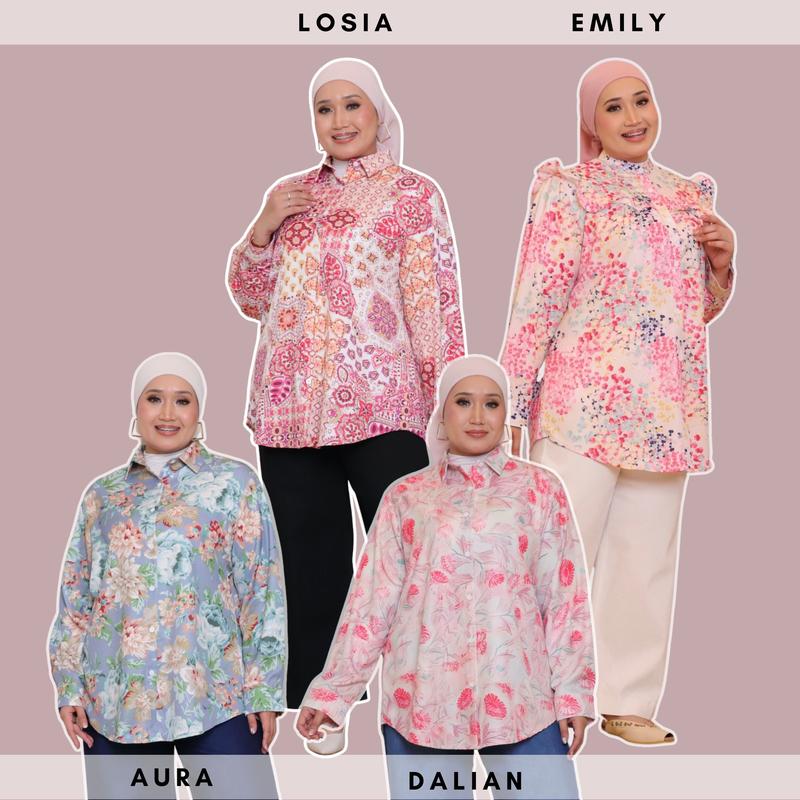 PLUSSIZE Premium Floral and Abstract Satin Matte Clothing Shirt ...