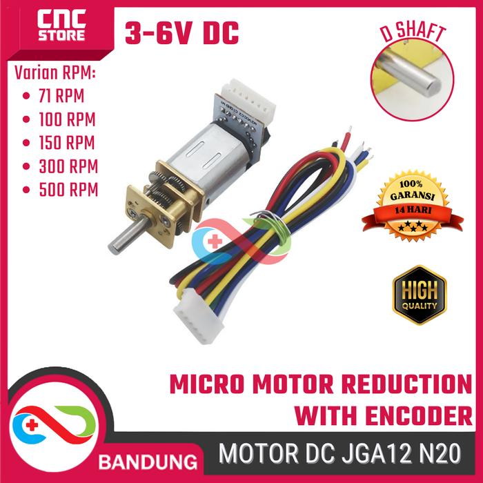 Jual Motor DC JGA12 N20 3V 6V – Micro Gearbox High Torque + Encoder ...