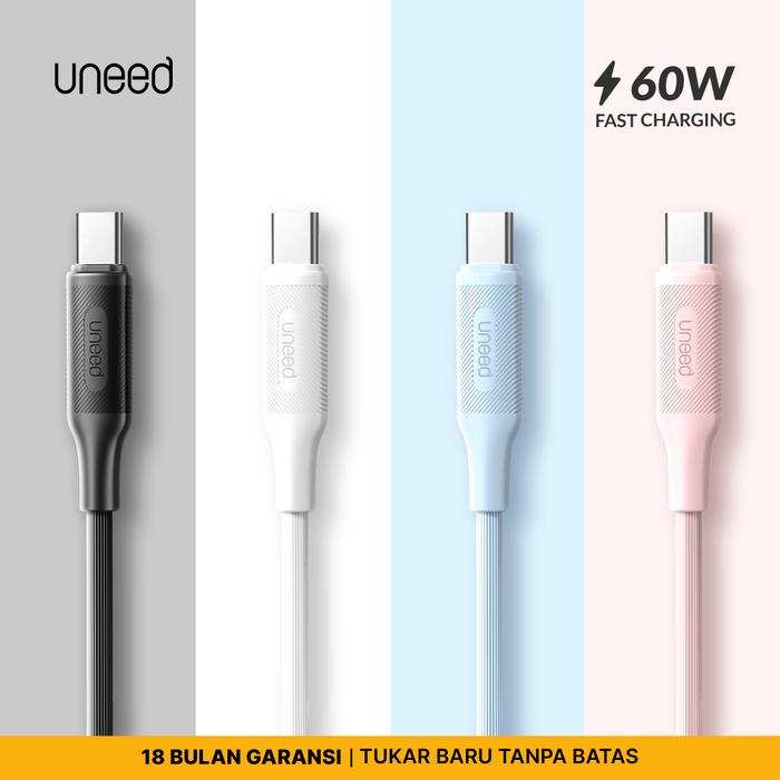 Promo UNEED Silicone Data Cable QC PD 60W Type C to Lightning / USB A ...