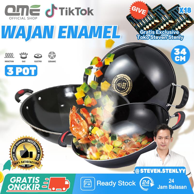 [ GRATIS EXCLUSIVE TOKO STEVEN STENLY ] QME- Wajan enamel 34CM - Shop ...