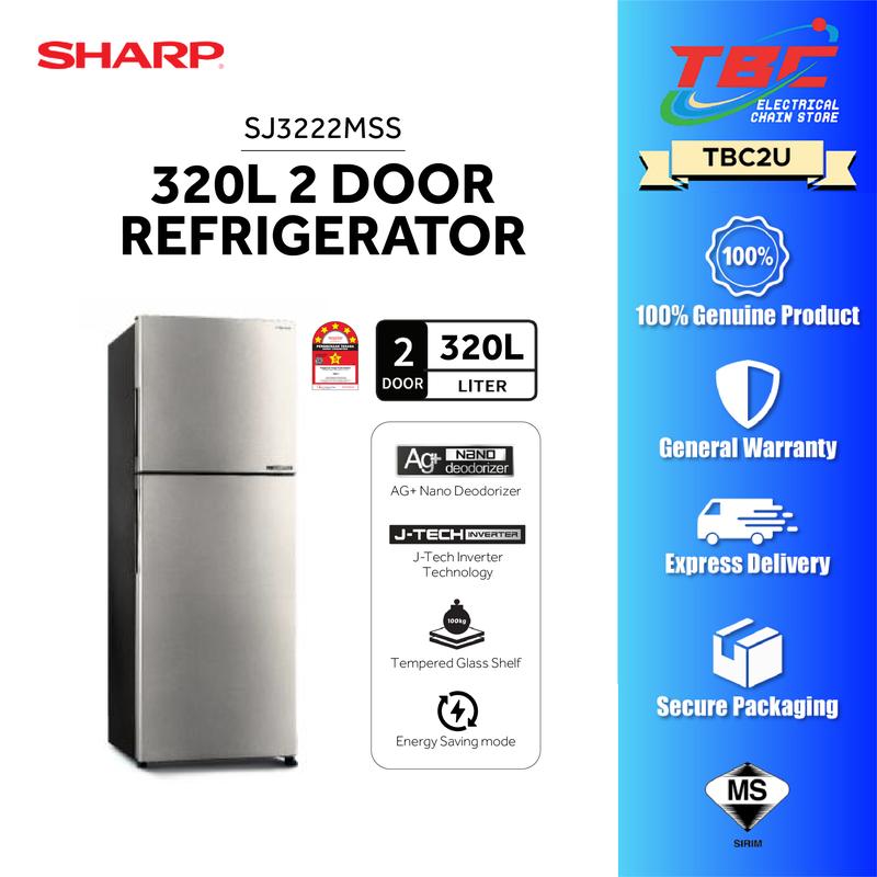SHARP SJ3222MSS 2 DOOR 320L REFRIGERATOR - TikTok Shop Malaysia