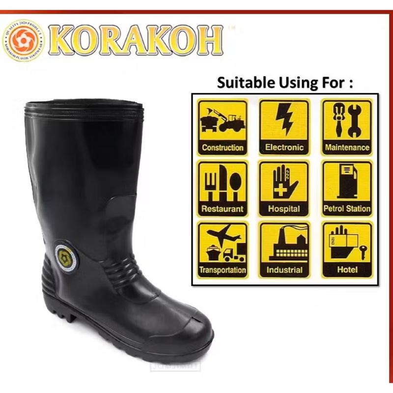 kasut getah kalis air / kasut boots getah panjang rubber Black - TikTok ...