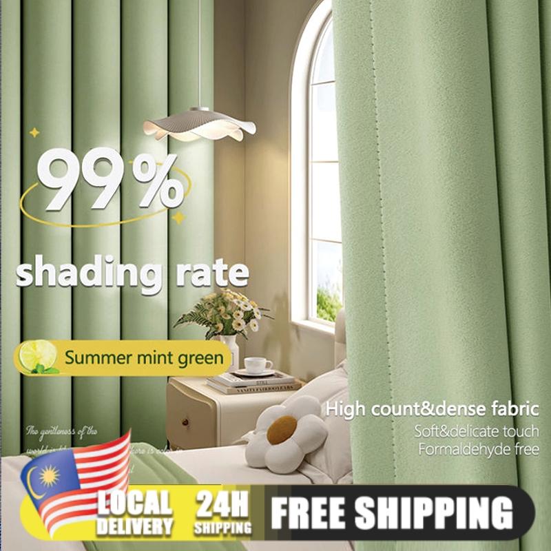 【Tirai Curatin】Langsir sliding door 95% Blackout Curtain Door Blackout ...
