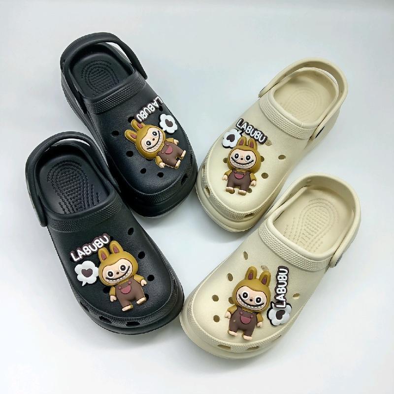 SELIPAR TERTUTUP TAPAK TEBAL BUTTON CORAK LABUBU 30-35 - TikTok Shop ...