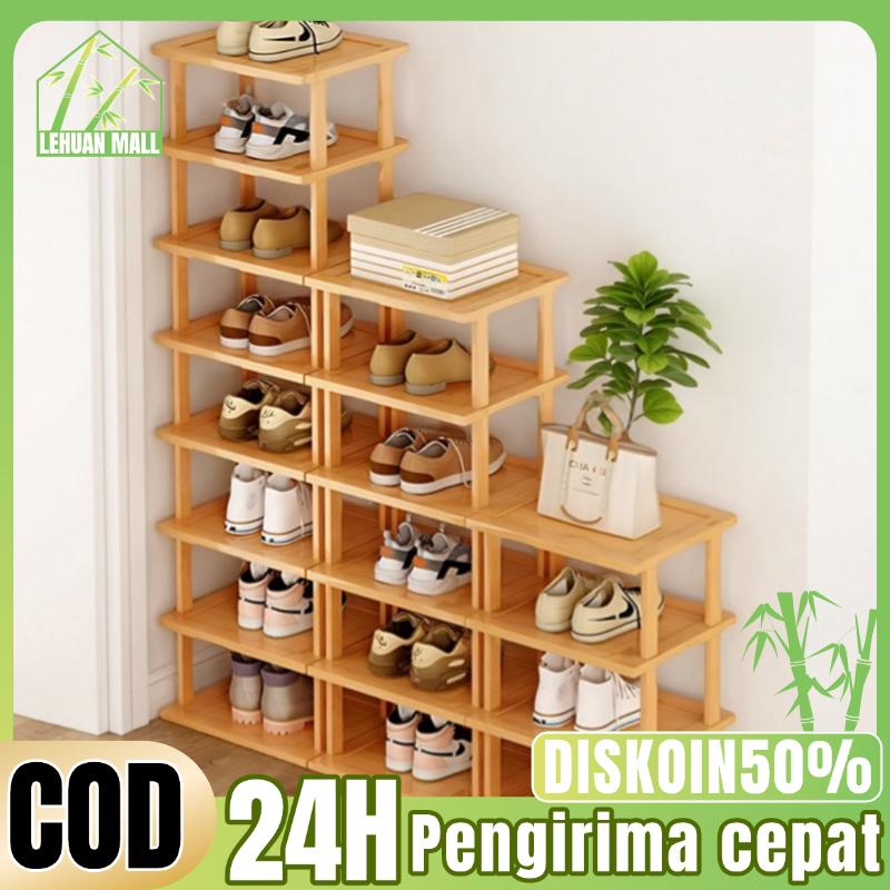 Rak Sepatu Bambu 5-9 Lapis Rak Penyimpanan Sederhana Rak Sepatu - Shop ...