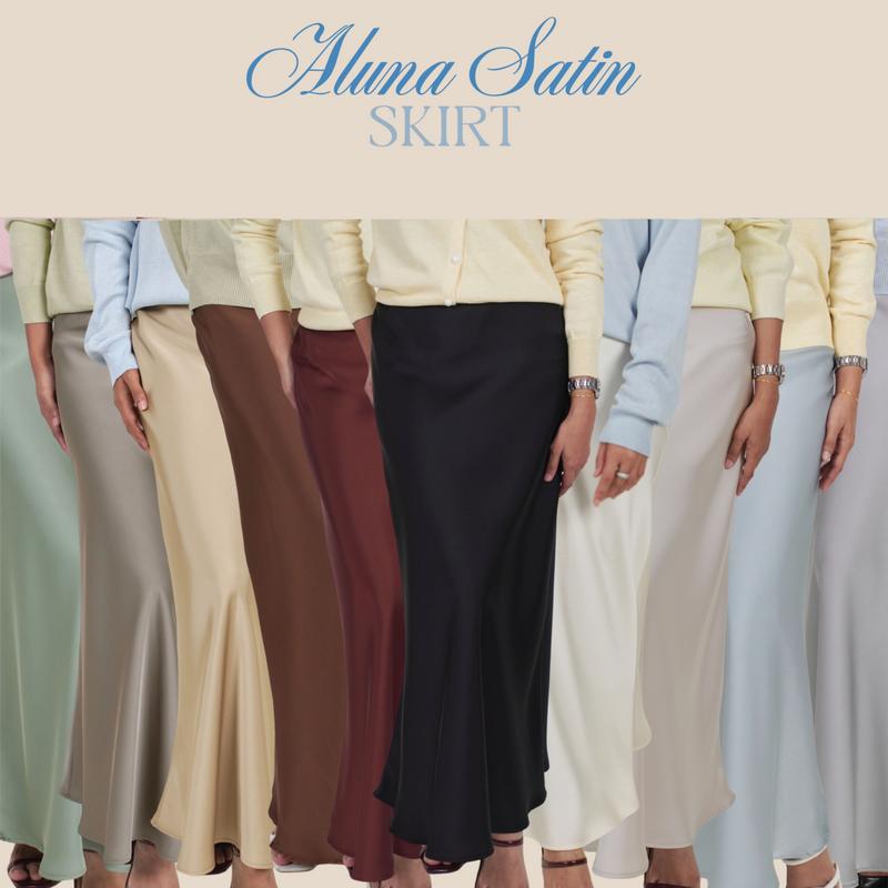 AULA Aluna Satin Skirt Shining Elegant - TikTok Shop Malaysia