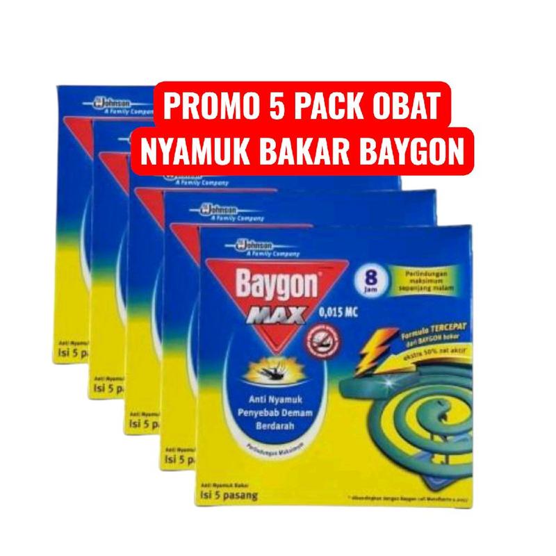 5 Pack Baygon max standar obat nyamuk bakar - Shop | Tokopedia
