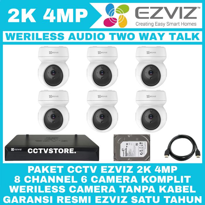 Jual paket cctv ezviz ip camera nvr 8 channel 6 kamera 4mp two way ...