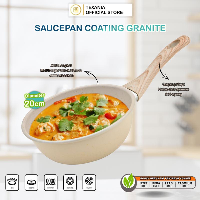 [EXCLUSIVE VARAHOME] TEXANIA Saucepan Panci 20cm Wajan Anti Lengket ...