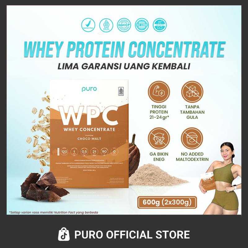 Puro WPC Whey Protein Concentrate Susu Protein 600gr - Shop | Tokopedia
