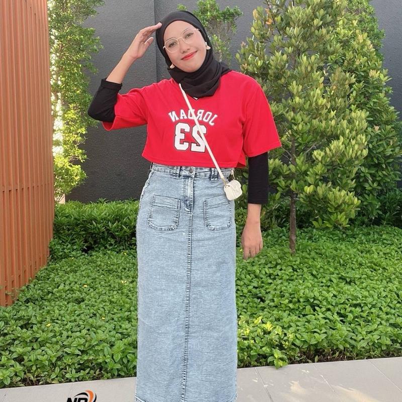 SKIRT JEANS KITTY POCKETS DENIM STRETCHABLE BY MARYAM Mini Plain ...