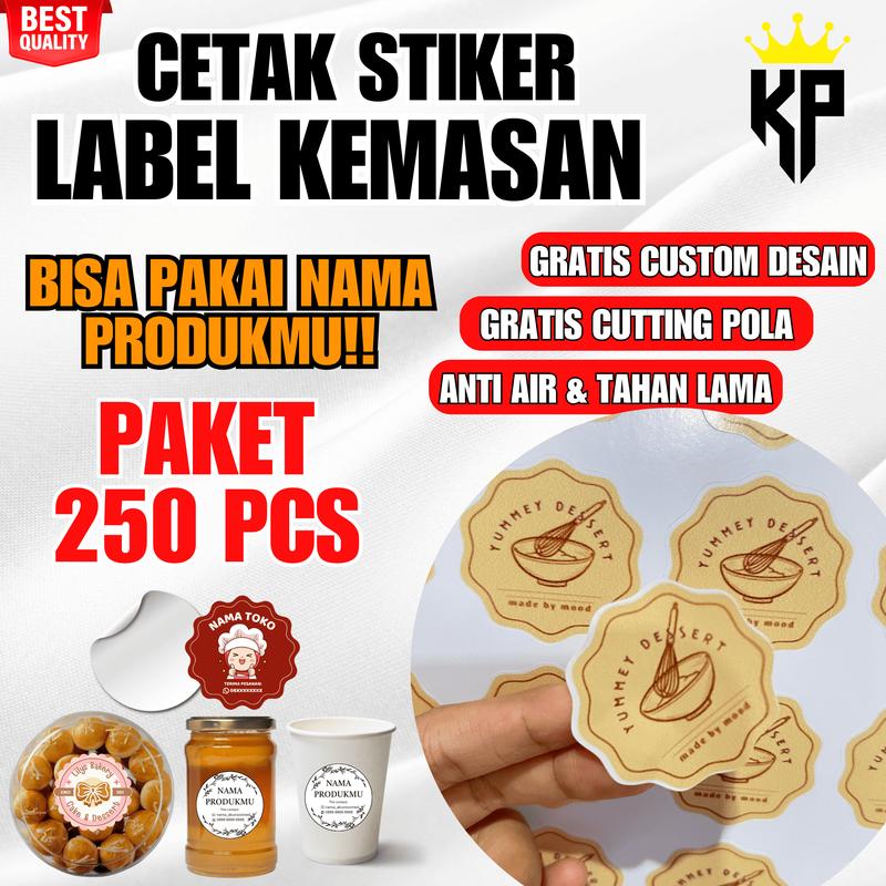 (PAKET 250 PCS)CETAK STIKER LABEL KEMASAN PRODUK GRATIS CUSTOM - Shop ...