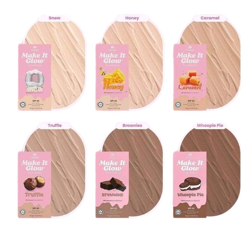 [6 CODE] 15g MAAEZ MAKE IT GLOW FOUNDATION SPF45 SEMI MATTE MEDIUM ...