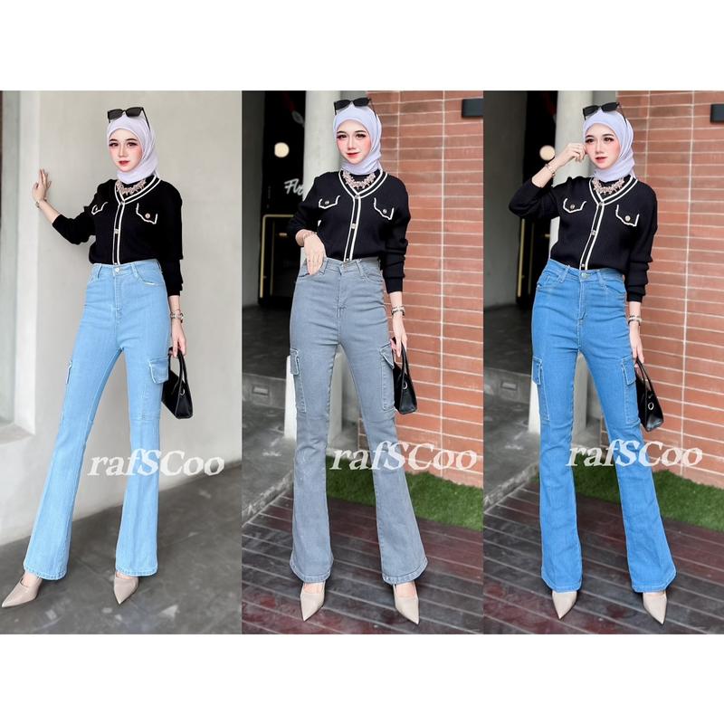 Cutbray cargo jeans wanita - highwaist jeans cutbray wanita - Shop ...