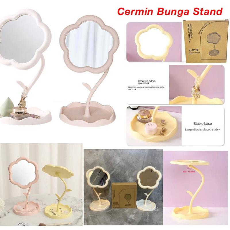 Cermin Bunga Stand Aesthetic Stand Mirror Flower Rotating Kaca - Shop ...