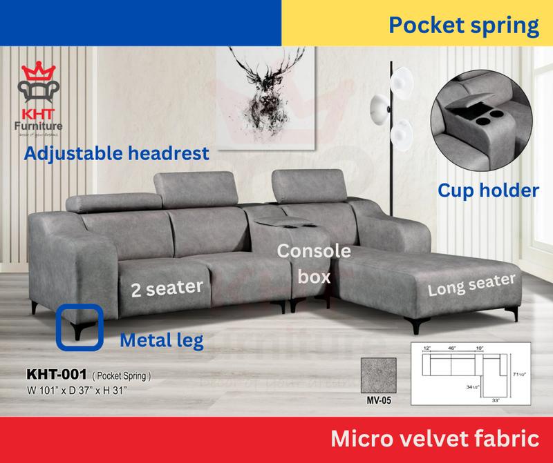 Micro Velvet Fabric L Shape Pocket Spring Sofa with Cup Holder - TikTok ...