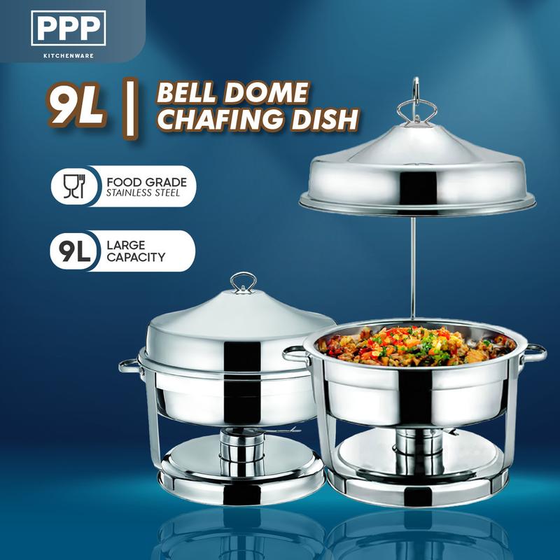 9L Stainless Steel Bell Dome Chafing Dish Buffet Serving Dishes ...