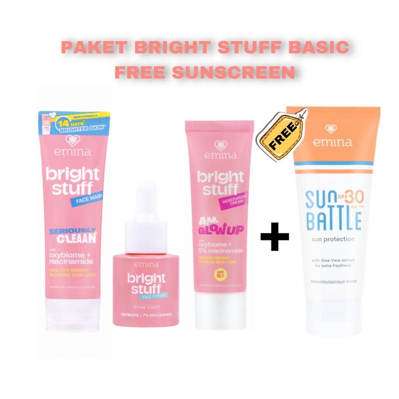 [PAKET] Emina Bright Stuff Basic Skincare Free Sunscreen - Shop | Tokopedia