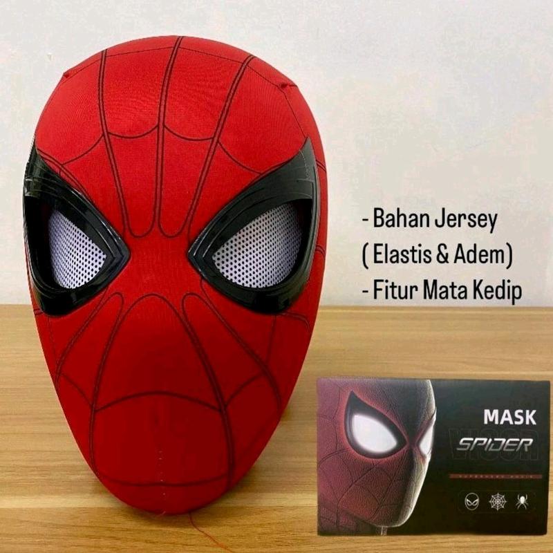 TOPENG SPYDERMAN MATA KEDIP MUSK ULTRAMAN LED NYALA SENSOR SENTUHAN ...