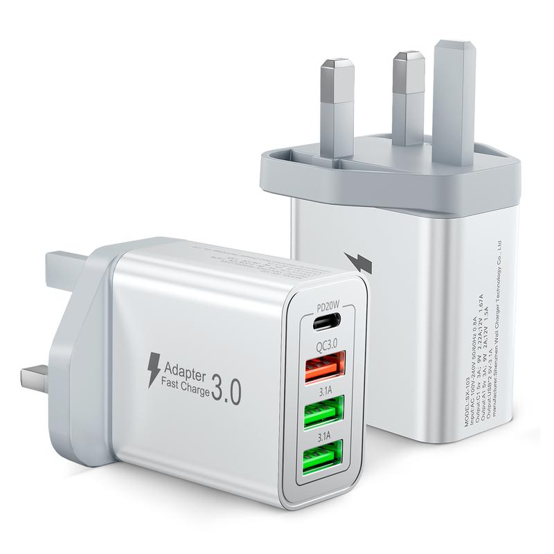 British Standard Adapter, 4-in-1 Fast Charger, 4 Ports for Simultaneous ...