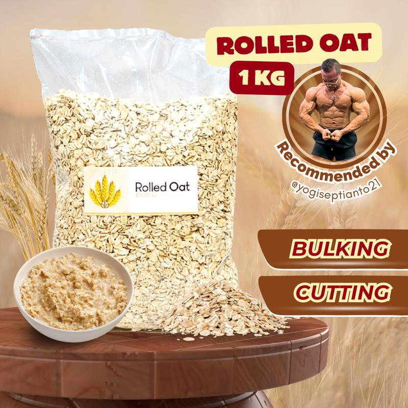 Rolled Oat 1 Kg Regular Gandum Oatmeal Cutting Bulking Organik Sarapan ...
