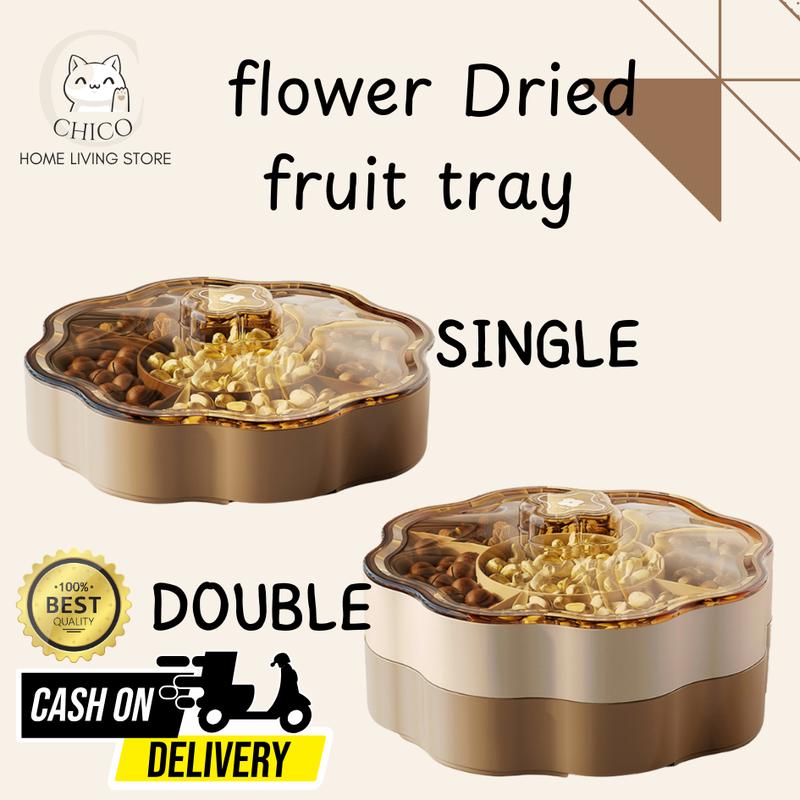 ChiCo (READY STOCK) Dried Fruit Tray with Lid Household 5 compartmentsm ...