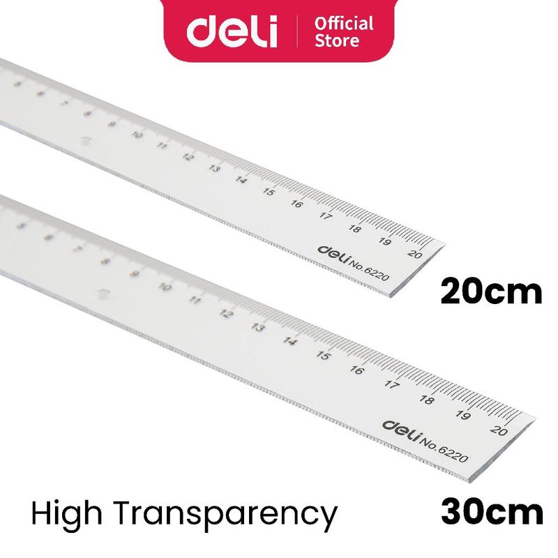 Deli Ruler Transparent Metric Graduation PS Material (20cm/30cm ...