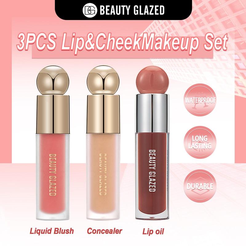 [3PCS Makeup Set] BEAUTY GLAZED Velvety Smooth Blush + High-Coverage ...