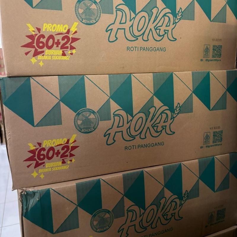 Roti AOKA PANGGANG netto 65gr 1 dus isi 60 pcs - Shop | Tokopedia