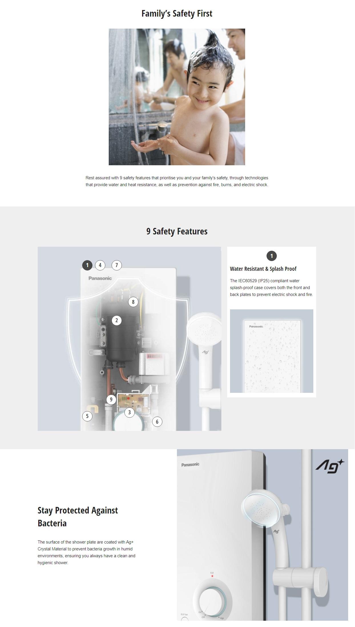 Panasonic V Series DC Jet Pump Silent Pump Instant Water Heater Shower ...