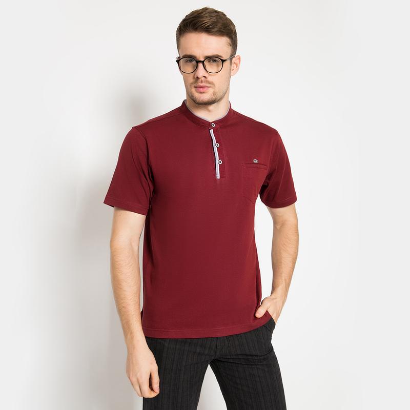 LGS - Kaos Casual - Pria - Stand Collar - Maroon - Regular Fit - Shop ...