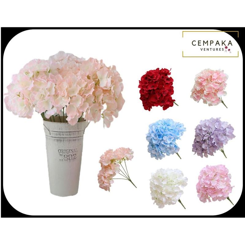5 Heads Bunga Hydrangea Murah Bunga Hiasan Pelamin Hantaran Artificial ...