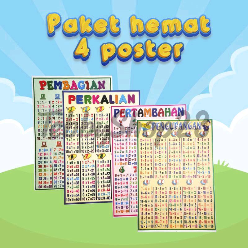 Paket 4 poster edukasi anak berhitung Toys - Shop | Tokopedia