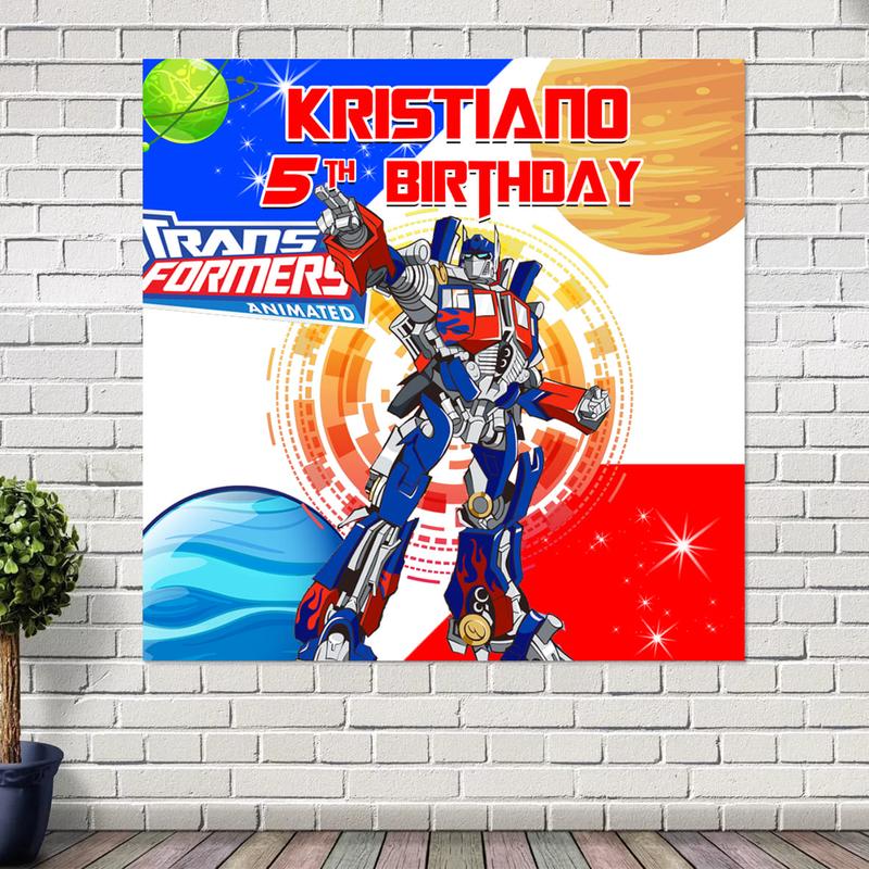 Transformer Optimus Kartun Backdrop Banner Flexi Birthday / Hiasan ...