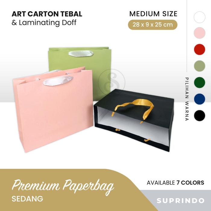 Promo Premium Paper bag SEDANG (S001) TEBAL Uk. 28 x 9 x 25 cm - pink ...