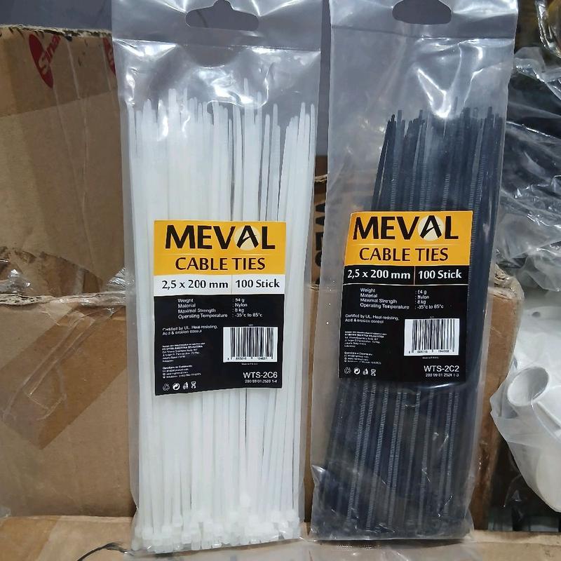 Cable Ties Meval 10 15 20 30 CM Bahan Nylon, Kabel ties 1 plastik isi ...