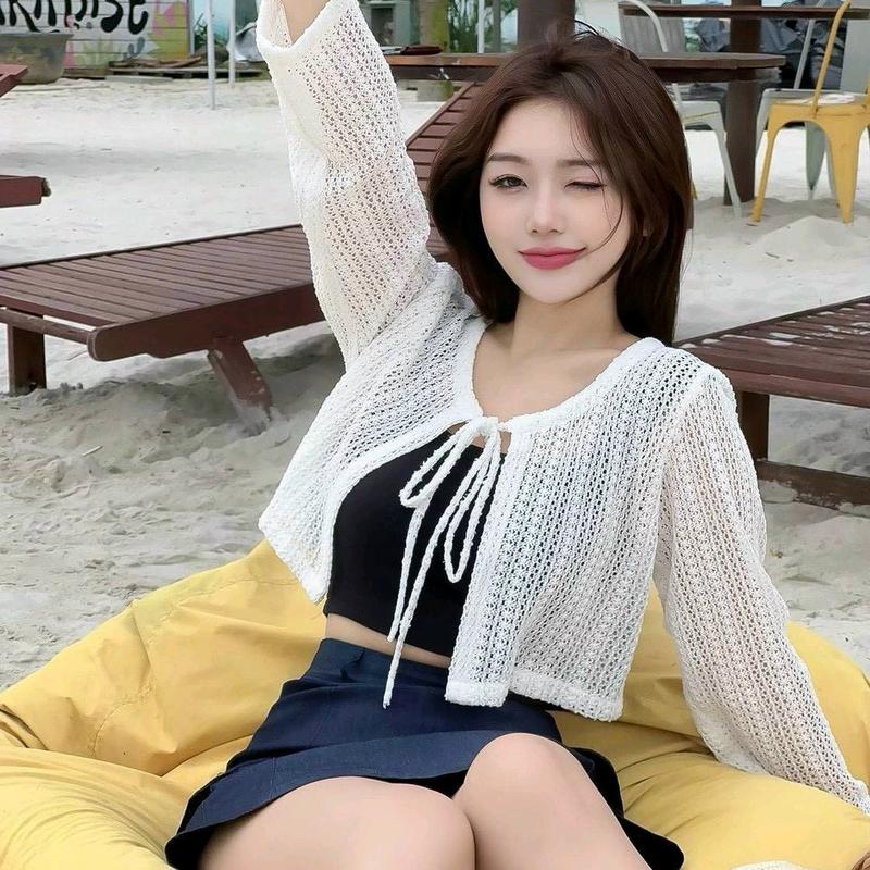 Set fashion women of 3 items .white mesh crop +crop 2 s blac - TikTok ...
