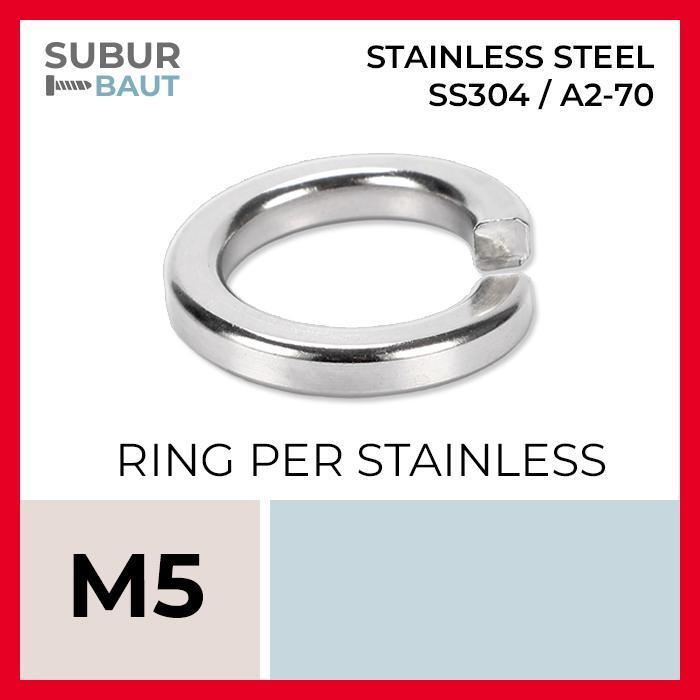 Jual Ring Per Stainless M5 / Spring Washer M5 / Ring Per M5 Grade SS304 ...