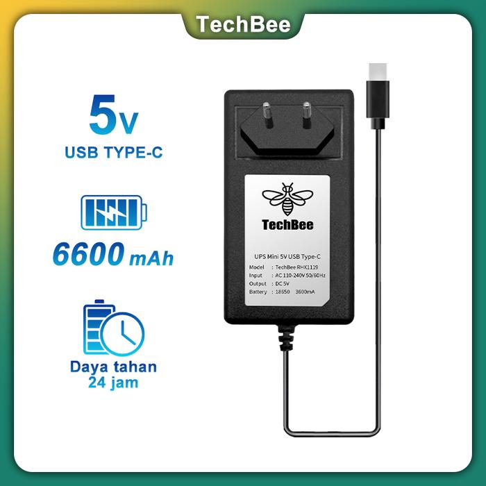 Jual UPS Mini USB 5V Type-c 2A Adaptor Power CCTV 3600/6600mAh Mini UPS ...