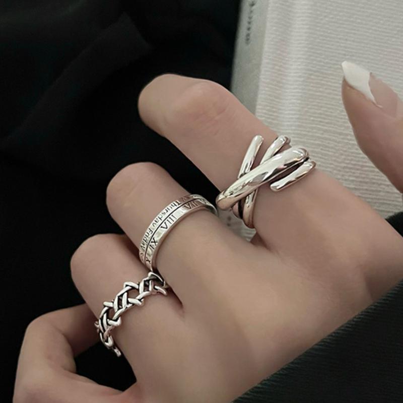 3pcs/set Unisex Vintage Rings for Women and Men, Adjustable Opening ...