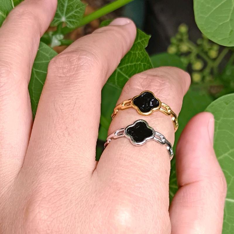 Cincin Titanium Bunga Elips Lingkar Cincin Bolong Anti Karat dan Anti ...