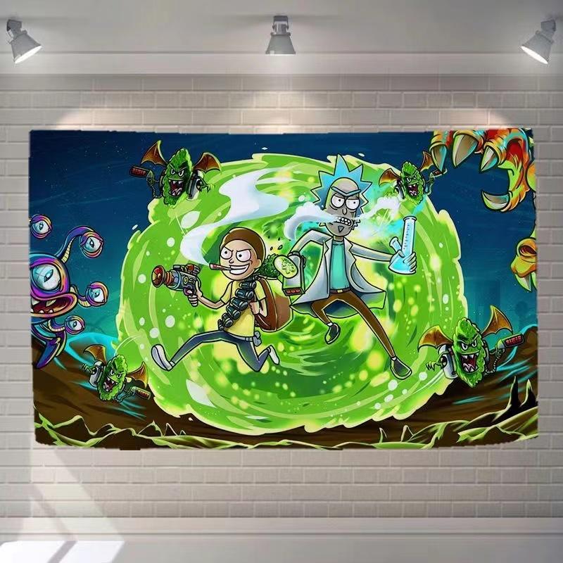 American anime Rick and Morty background cloth bedside bedroom - TikTok ...