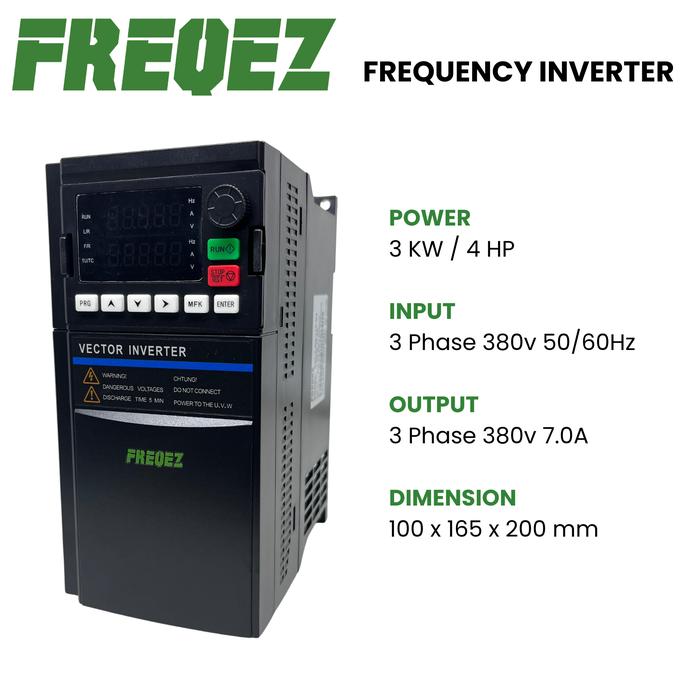 Jual FREQEZ Inverter VFD 3KW / 4HP Input Output 3P 3Phase 3PH 380V ...