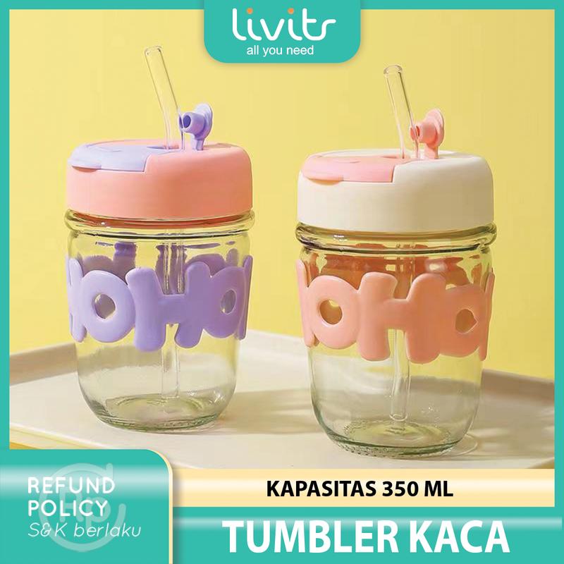 Tumblr Gelas Kaca Lucu Botol Minum Kaca HOHO 350ml - Tumblr Cangkir Mug ...