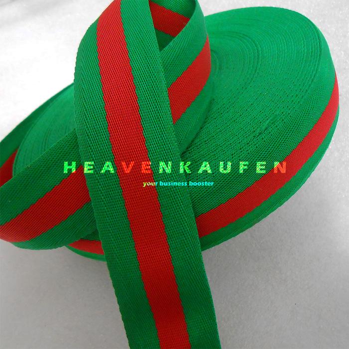 Promo Webbing Tas Lebar 3,8 cm Warna Hijau Strip Tengah Merah Harga Per ...